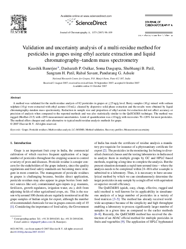 (PDF) Validation and uncertainty analysis of a multi-residue method for pesticides in grapes ...