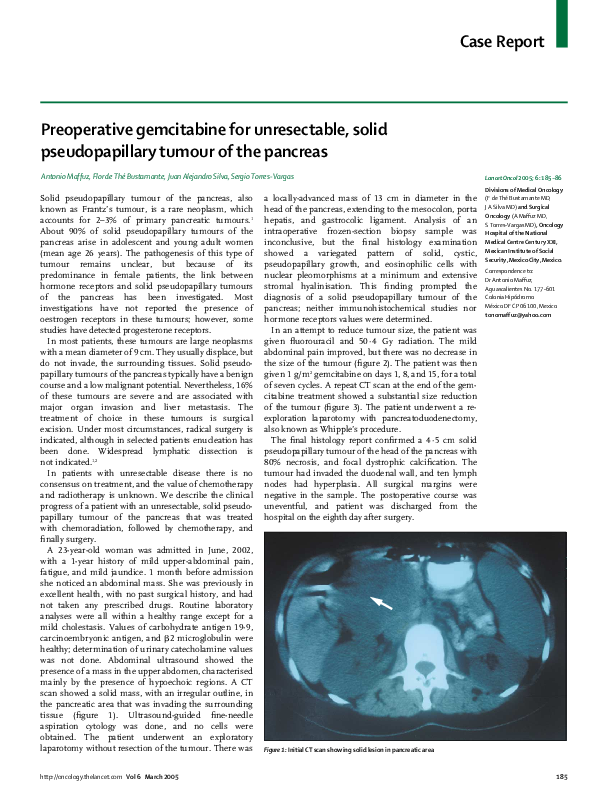 (PDF) Preoperative gemcitabine for unresectable, solid pseudopapillary ...