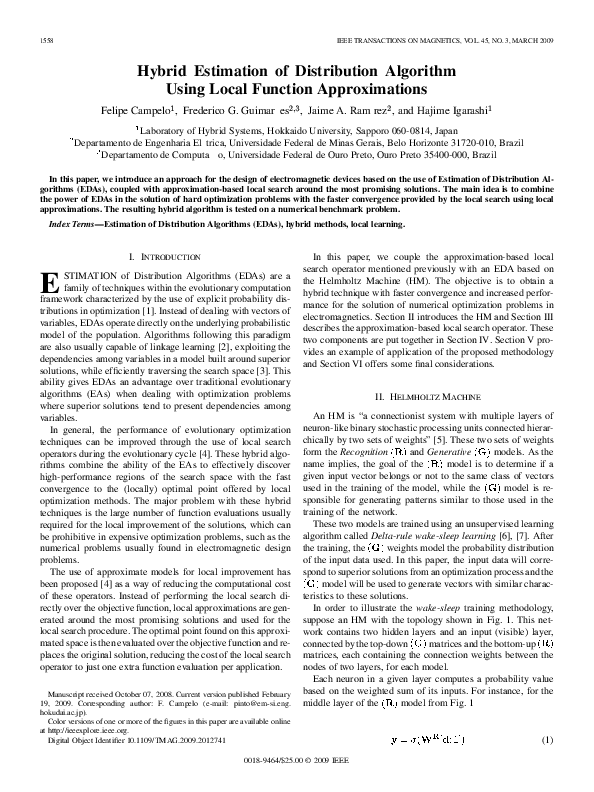 Pdf Hybrid Estimation Of Distribution Algorithm Using Local Function Approximations