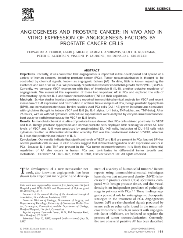 (PDF) Angiogenesis and Prostate Cancer: In vivo and In vitro Expression ...