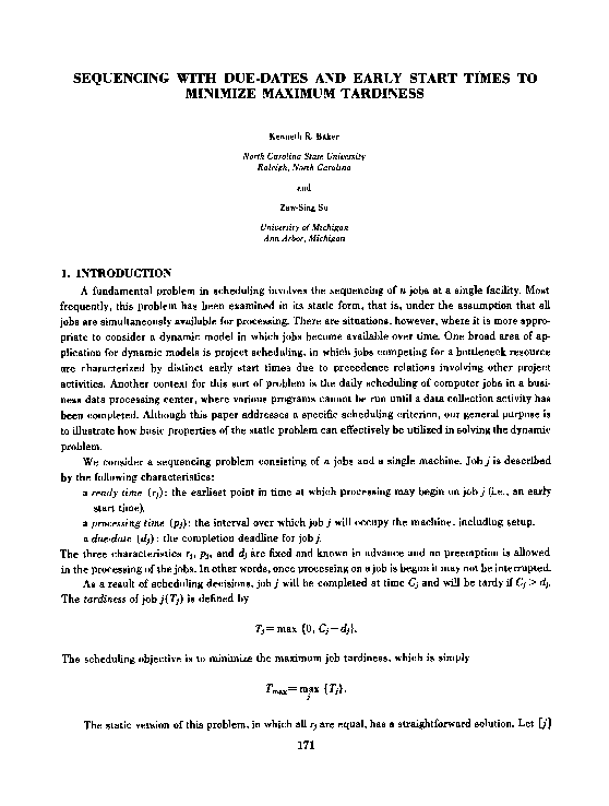 (PDF) Sequencing with due-dates and early start times to minimize ...