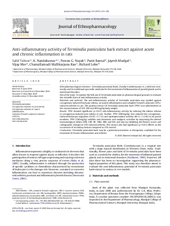 (PDF) Anti-inflammatory activity of Terminalia paniculata bark extract ...