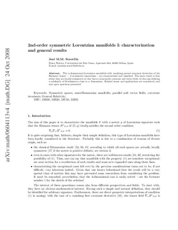 Second Order Symmetric Lorentzian Manifolds I Characterization And