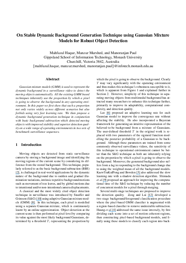 (PDF) Improved Gaussian mixtures for robust object detection by ...