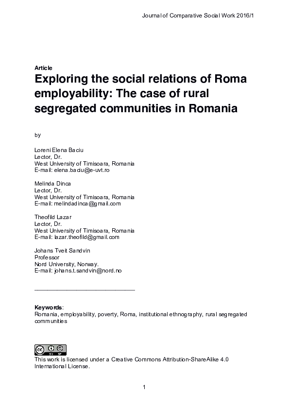 (PDF) Exploring the social relations of Roma employability: The case of ...