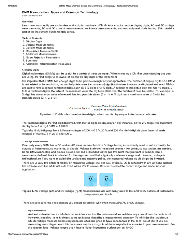 (PDF) DMM Measurement Types and Common Terminology