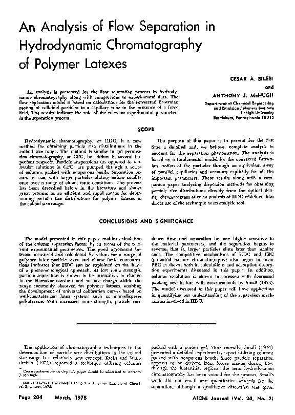 (PDF) An analysis of flow separation in hydrodynamic chromatography of ...