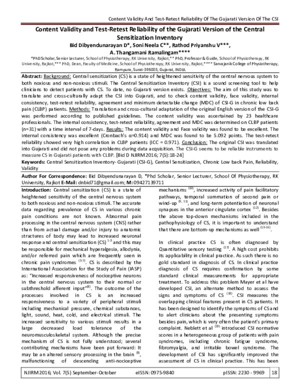 PDF Content Validity And Test Retest Reliability Of The Gujarati Version Of The Central pdf-content-validity-and-test-retest-reliability-of-the-gujarati-version-of-the-central
