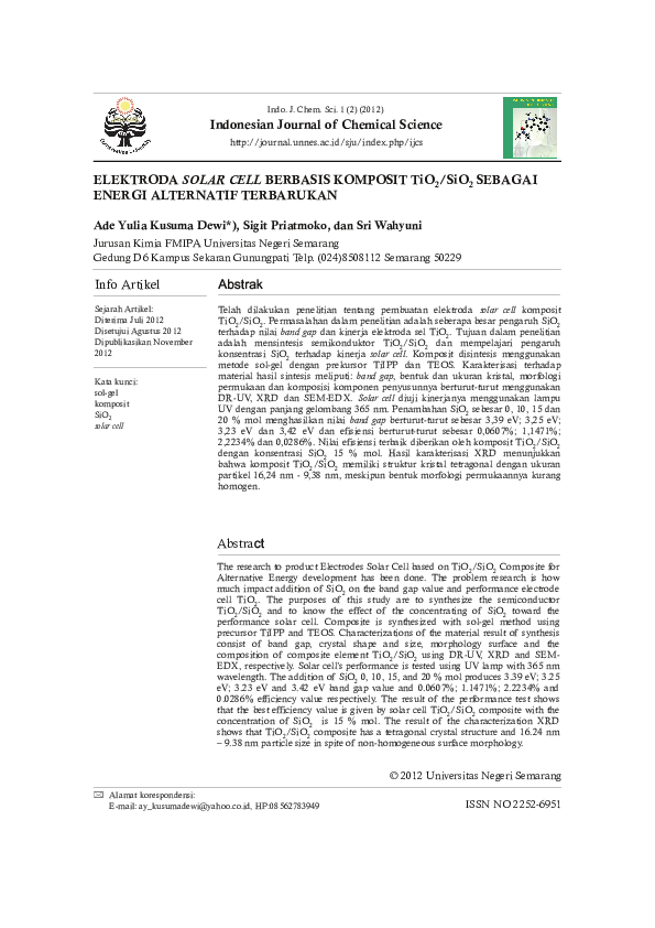 (PDF) ELEKTRODA SOLAR CELL BERBASIS KOMPOSIT TiO2/SiO2 SEBAGAI ENERGI ...