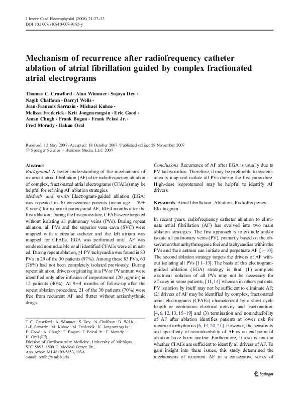 (PDF) Mechanism of recurrence after radiofrequency catheter ablation of ...