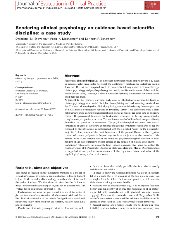 (PDF) Rendering clinical psychology an evidence‐based scientific ...