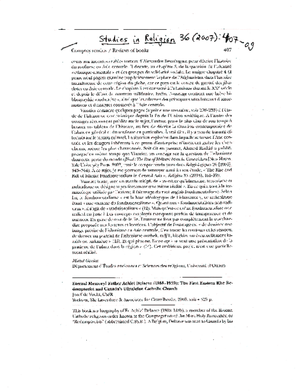 (PDF) Comptes rendus / Reviews of books: Eternal Memory! Father Achiel ...