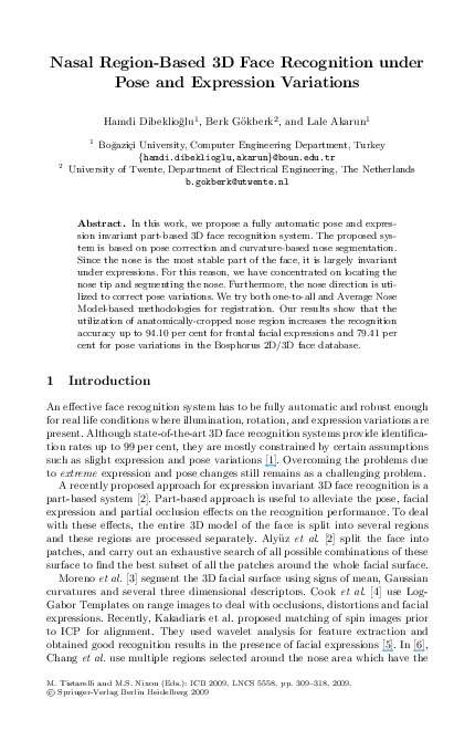 Pdf Nasal Region Based 3d Face Recognition Under Pose And Expression Variations