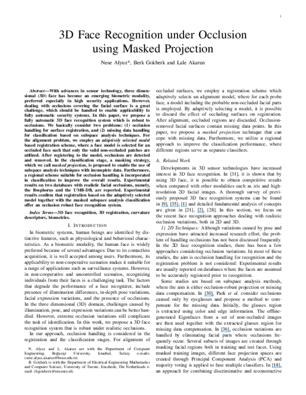 (PDF) 3D Face Recognition under Occlusion using Masked Projection
