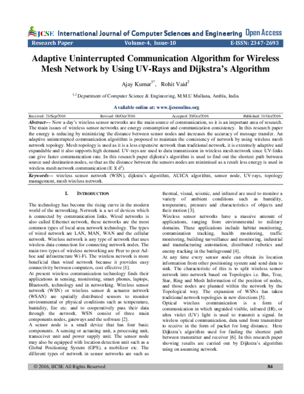 (PDF) Adaptive Uninterrupted Communication Algorithm for Wireless Mesh ...