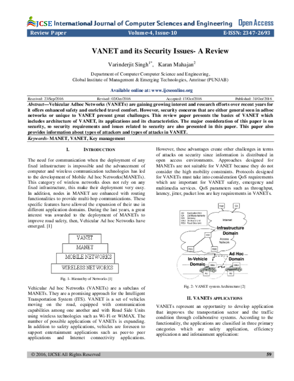 (PDF) VANET and its Security Issues-A Review