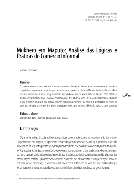 (PDF) Mukhero em Maputo Analise das Logicas e Praticas do Comercio Informal