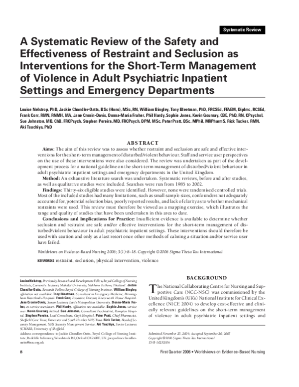 (PDF) A Systematic Review of the Safety and Effectiveness of Restraint ...