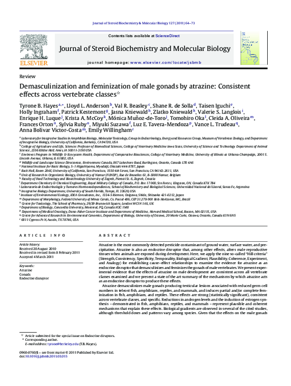 (PDF) Demasculinization and feminization of male gonads by atrazine ...