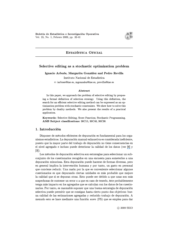 (PDF) Selective editing as a stochastic optimization problem