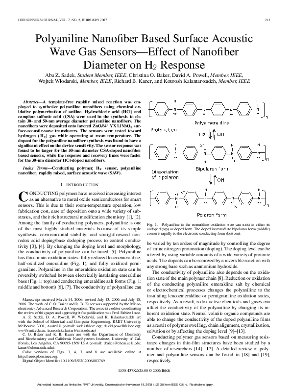 (PDF) A layered surface acoustic wave gas sensor based on a polyaniline/In2O3nanofibre composite ...