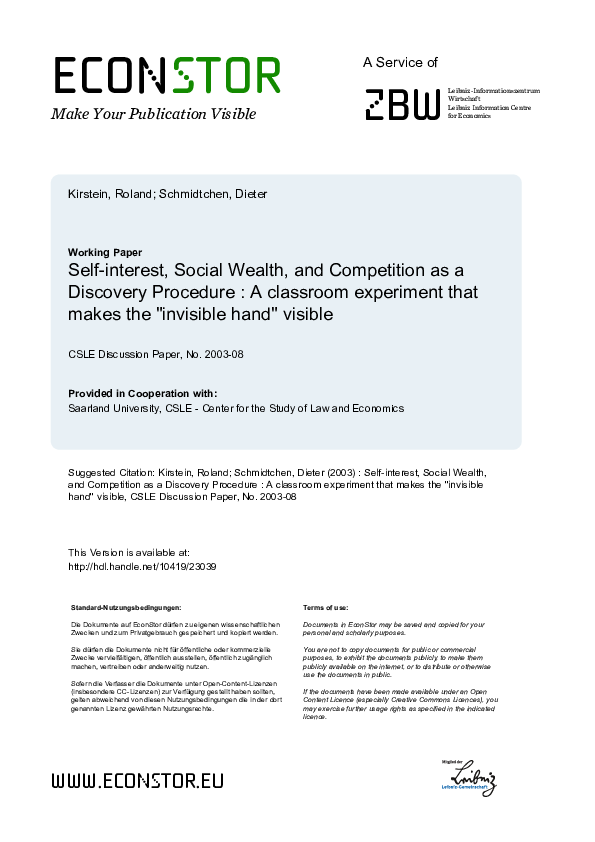 (PDF) Self-interest, Social Wealth, and Competition as a Discovery ...