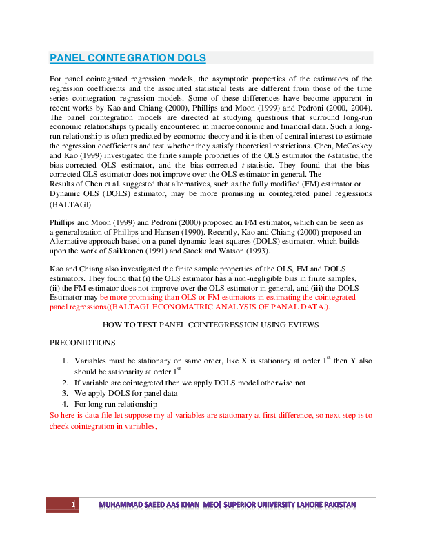 (PDF) HOW TO APPLY DOLS MODEL AND PANEL COINTEGRATION