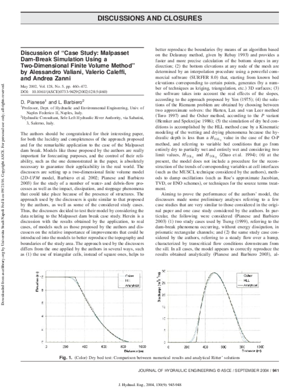 (PDF) Discussion of ''Case Study: Malpasset Dam-Break Simulation Using a Two-Dimensional Finite ...