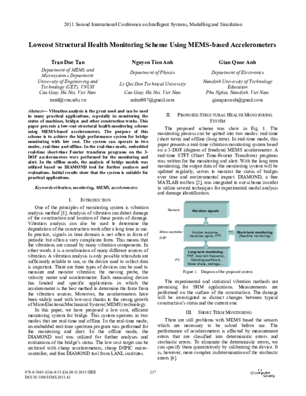 (PDF) Low-cost Structural Health Monitoring Scheme Using MEMS-based Accelerometers