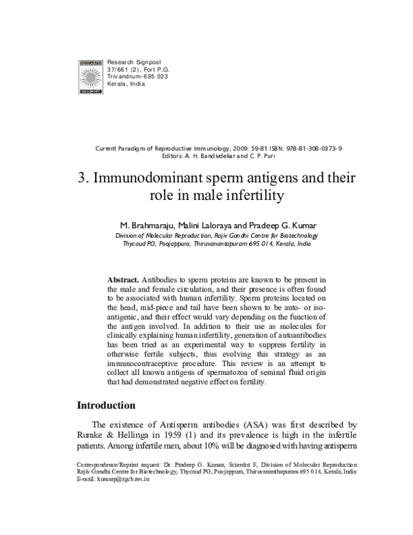 (PDF) Immunodominant sperm antigens and their role in male infertility ...