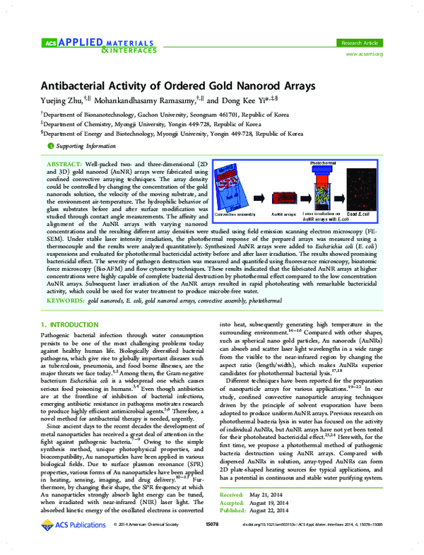 (PDF) Antibacterial activity of ordered gold nanorod arrays