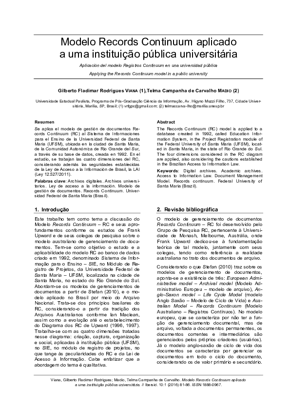 (PDF) Modelo Records Continuum aplicado a uma instituição pública ...