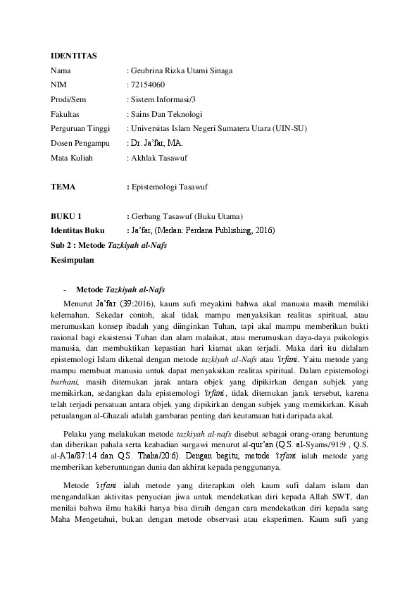 (PDF) Resume BAB 2 : Metode Tazkiyah al-Nafs