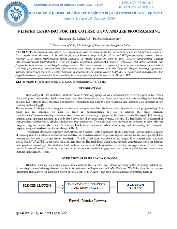 (PDF) FLIPPED LEARNING FOR THE COURSE -JAVA AND JEE PROGRAMMING