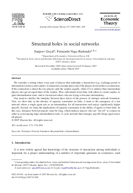 (PDF) Structural holes in social networks