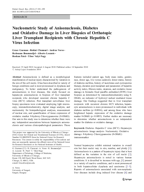 (PDF) Nucleometric Study of Anisonucleosis, Diabetes and Oxidative ...