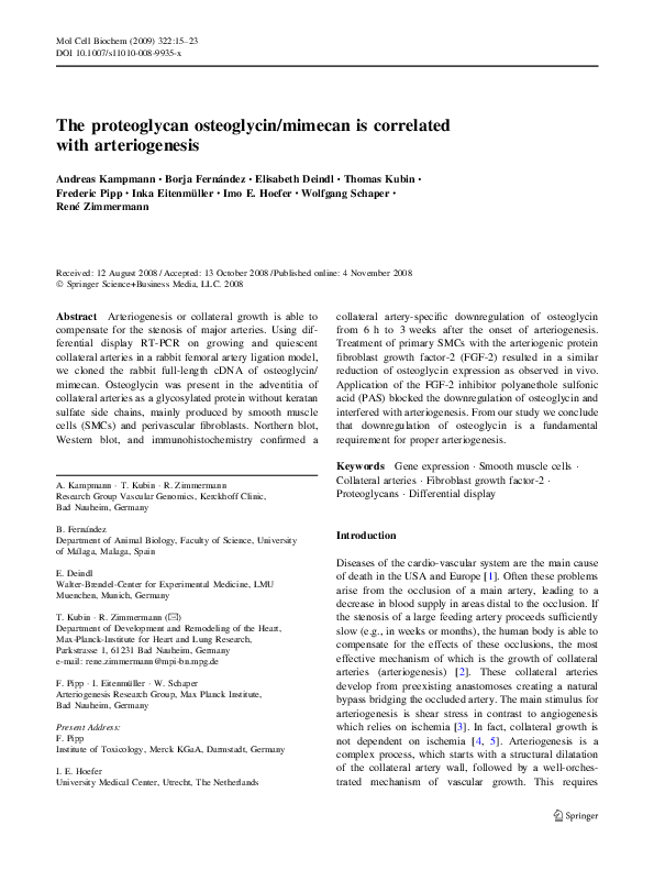 (PDF) The proteoglycan osteoglycin/mimecan is correlated with ...