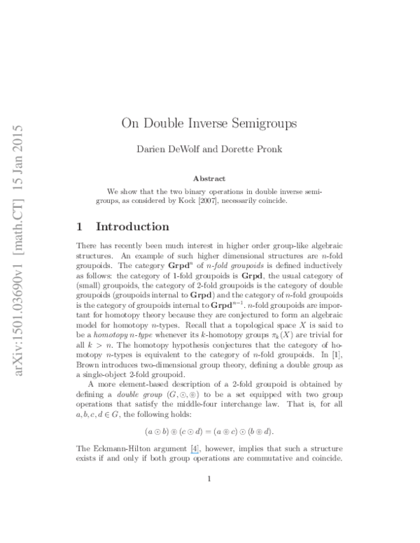 (PDF) On Double Inverse Semigroups