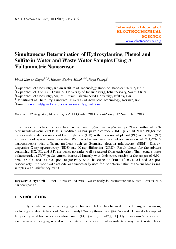 (PDF) Simultaneous determination of hydroxylamine and phenol using a nanostructure-based ...