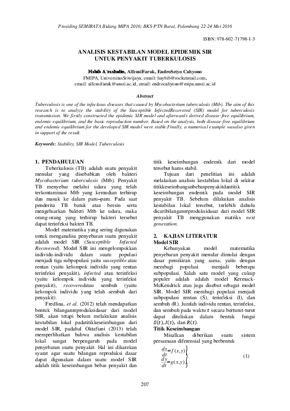 (PDF) Stability Analysis of Epidemic SIR Model for Tuberculosis Disease