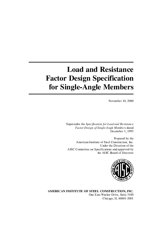 (PDF) Load and Resistance Factor Design Specification for Single-Angle ...