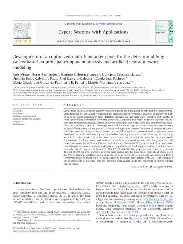 (PDF) Development of an optimized multi-biomarker panel for the detection of lung cancer based ...
