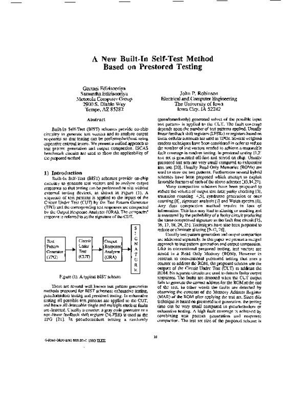 (PDF) A new built-in self-test method based on prestored testing