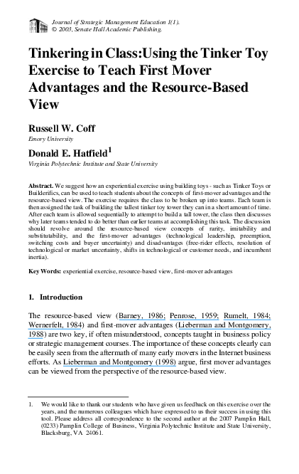 (PDF) Tinkering in class: Using the tinker toy exercise to teach first ...