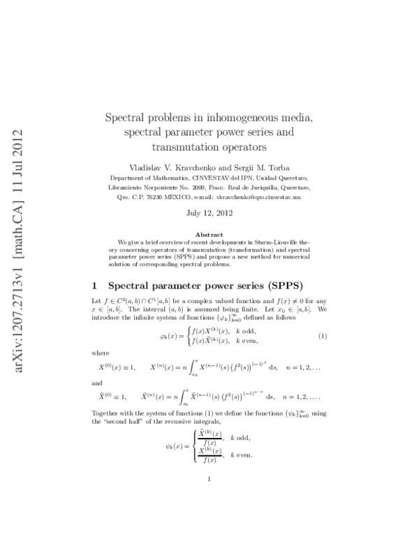 Pdf Spectral Problems In Inhomogeneous Media Spectral Parameter