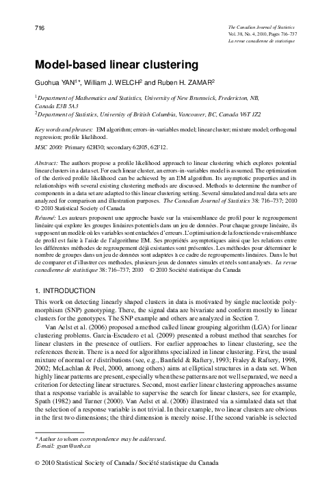 (PDF) Model-based linear clustering