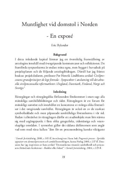 (PDF) Muntlighet vid domstol i Norden - En exposé | Eric Bylander and ...