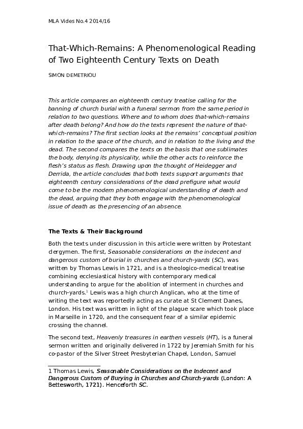 (DOC) That-Which-Remains: A Phenomenological Reading of Two Eighteenth ...
