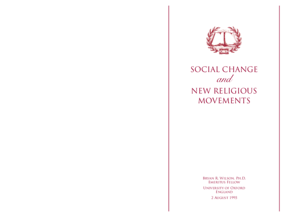 (PDF) Social change and new religious movements