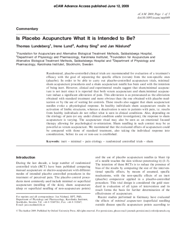 (PDF) Is placebo acupuncture what it is intended to be 2009.pdf